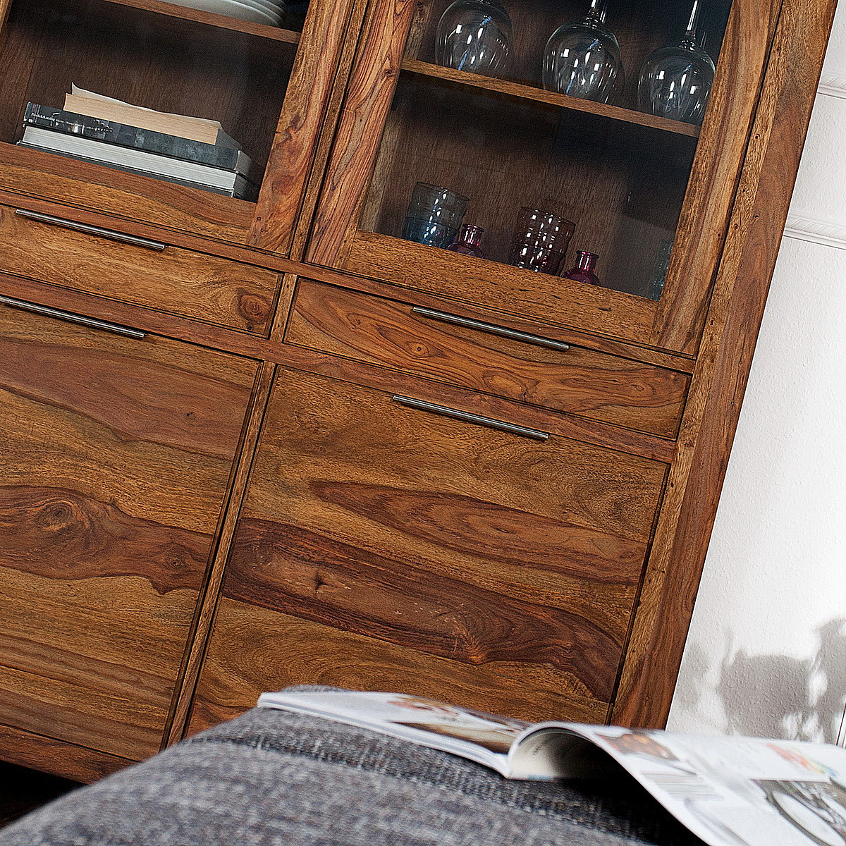 Komoda/Vitrína 22685 120cm Drevo Sheesham/Palisander